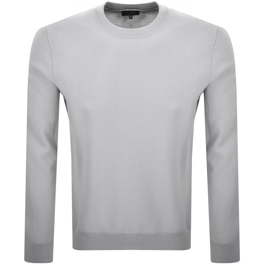 Ted Baker Jamals Herringbone Jumper Grey | Mainline Menswear
